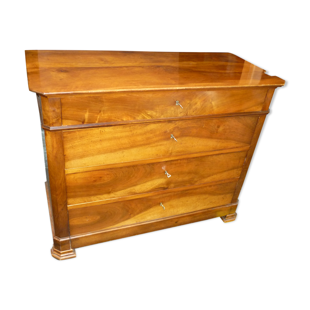Commode Louis Philippe ancienne en noyer blond massif | Selency