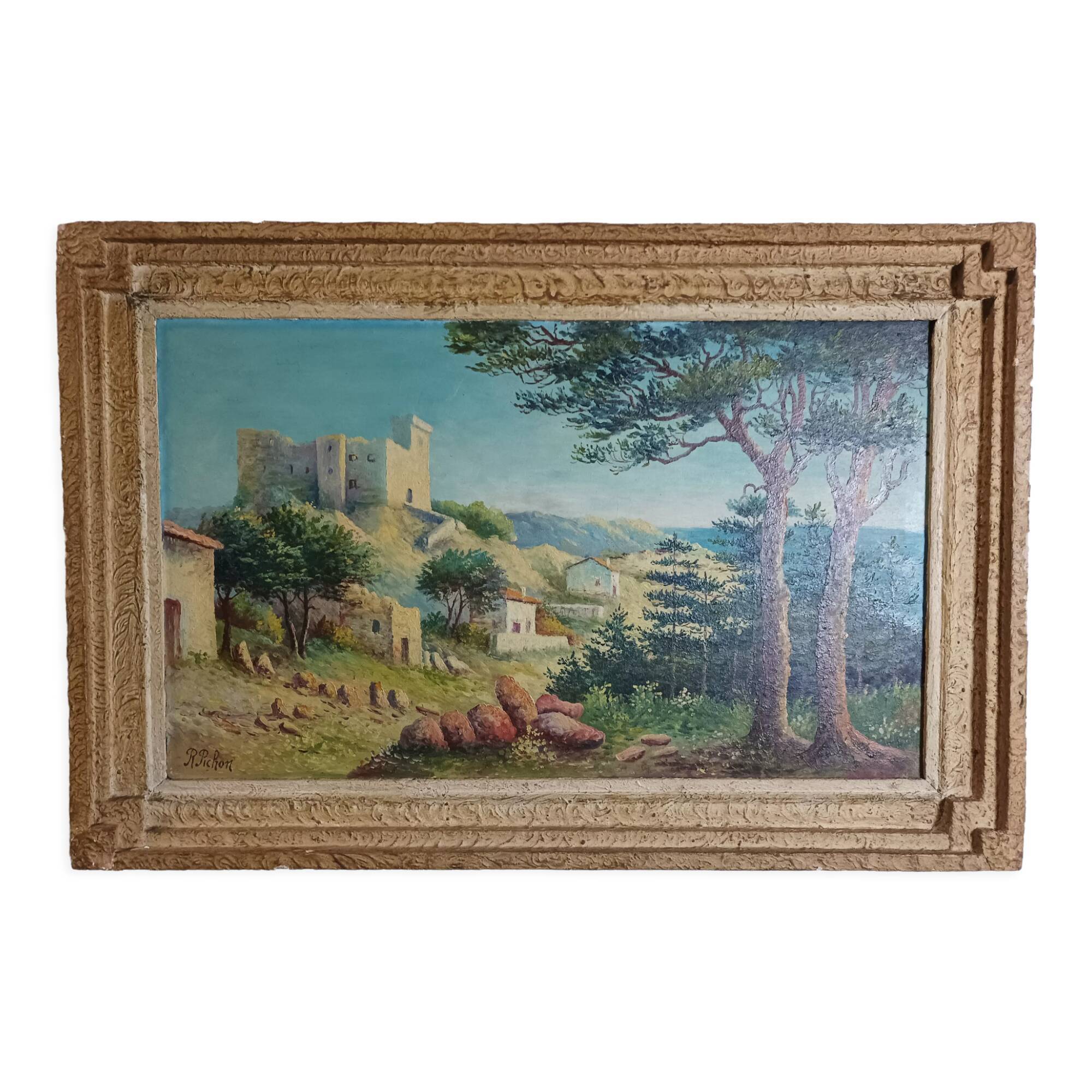 Tableau Huile sur panneau signé Robert Pichon paysage | Selency