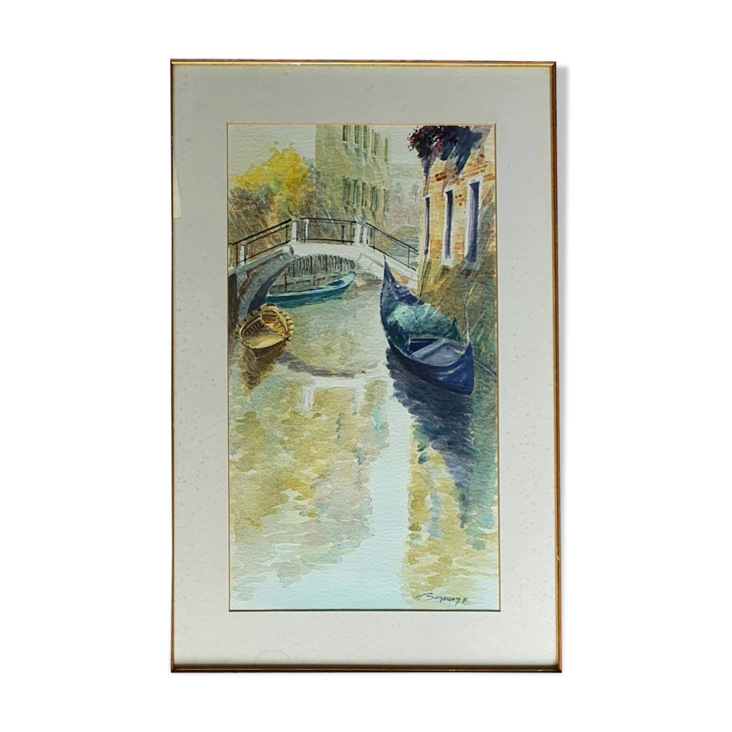 Tableau ancien canal à Venise signé G Bonazzon | Selency