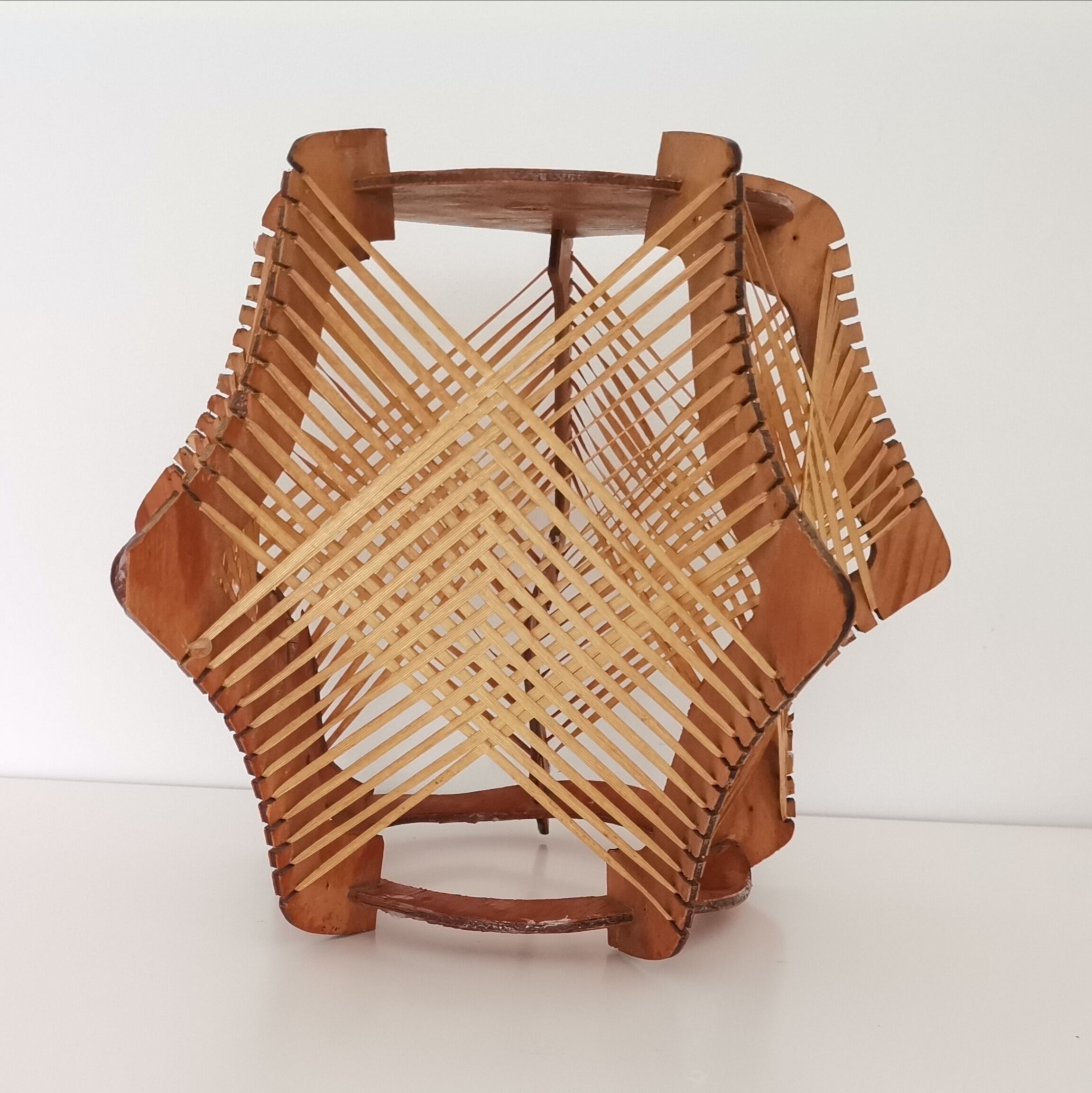 Vintage 60s Mid Century Modern wooden lamp shade for ceiling lamp | Selency