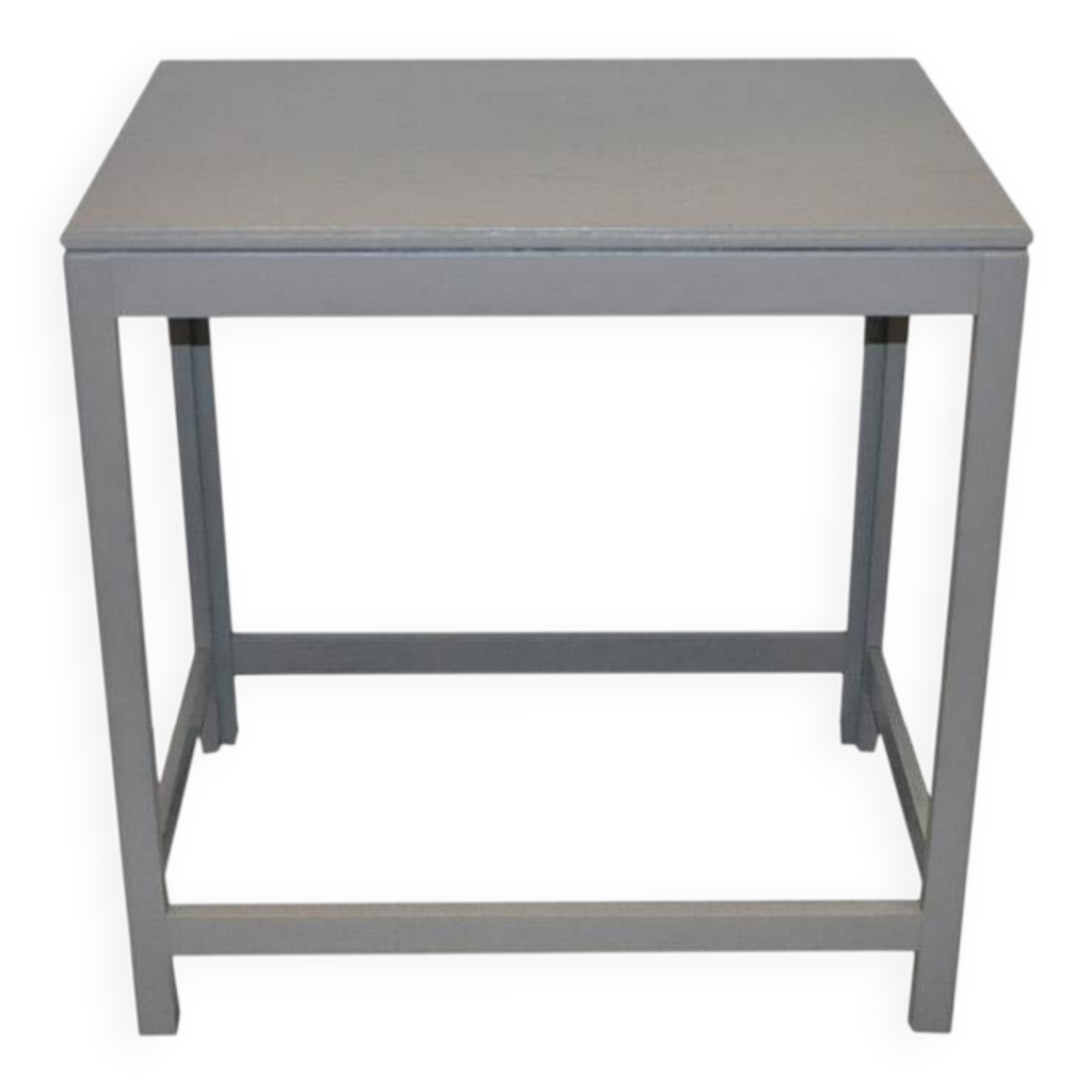 Table Art Déco compacte en bois peint gris, petit plateau carré - circa ...