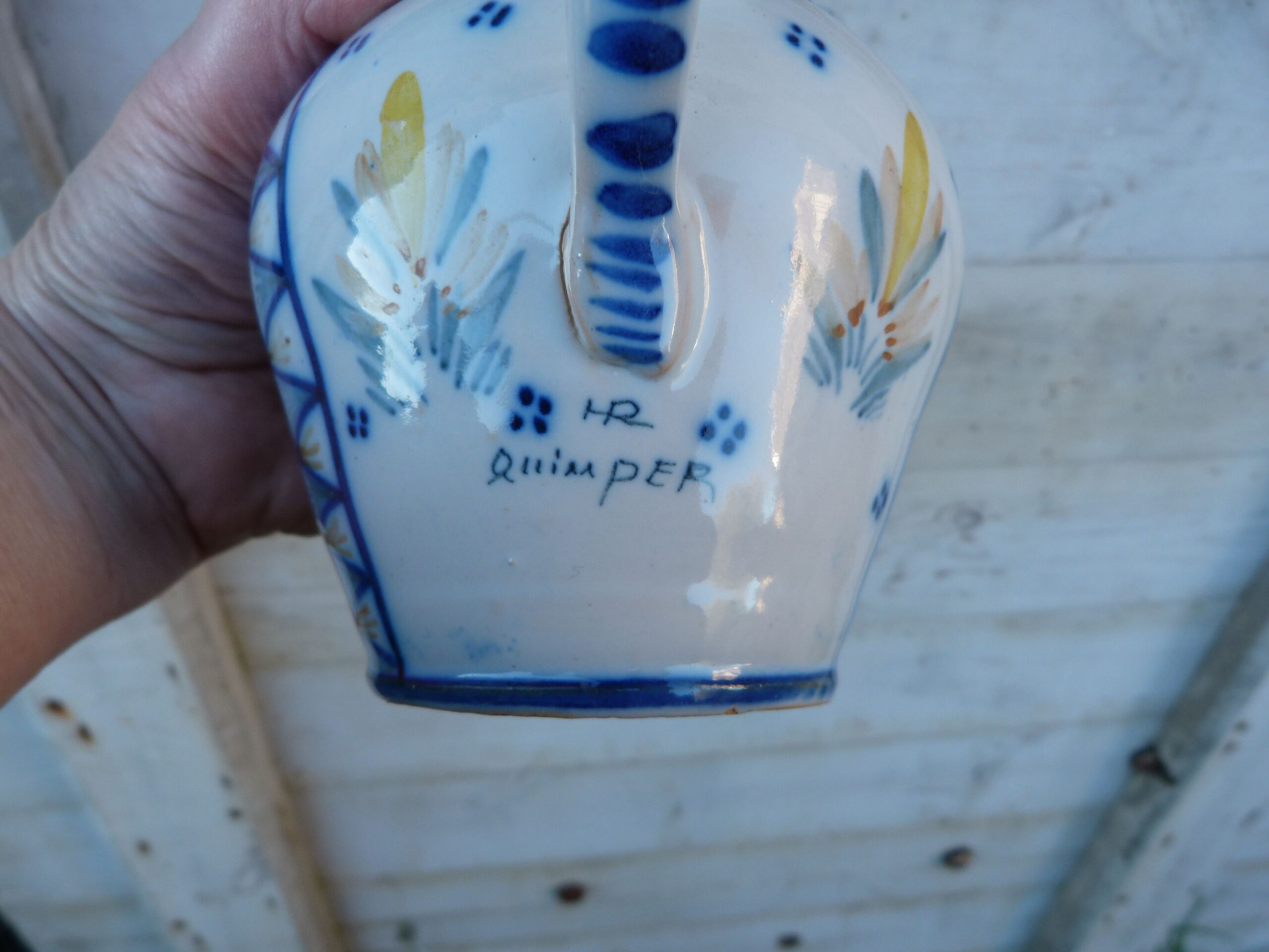 Ancien pichet en céramique quimper henriot personnage paysan breton | Selency