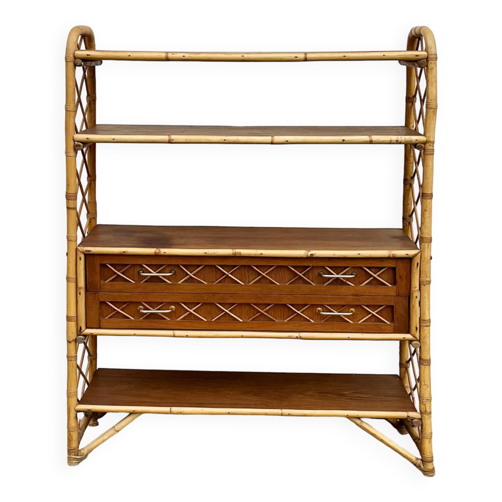 Bibliothèque en rotin et bambou de Louis Sognot | Selency