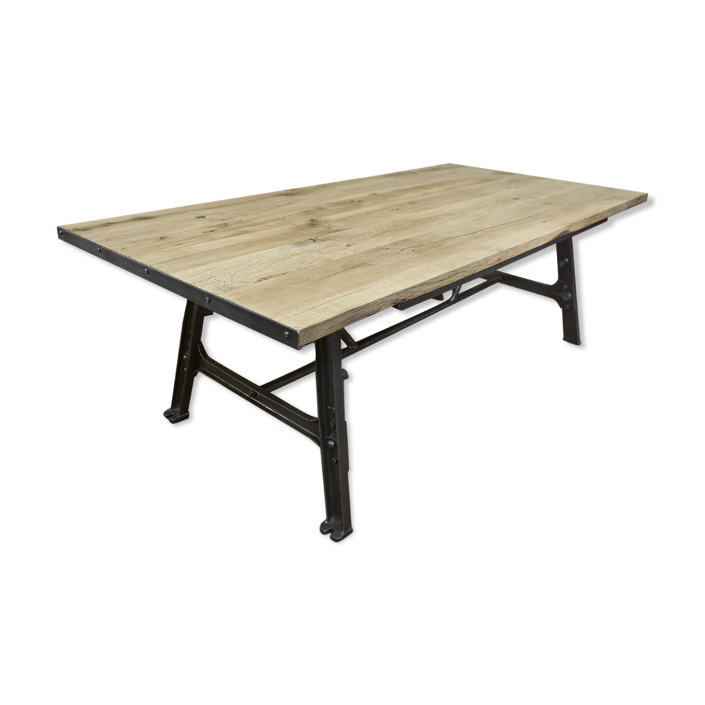 Table industriel en fonte et chêne massif | Selency