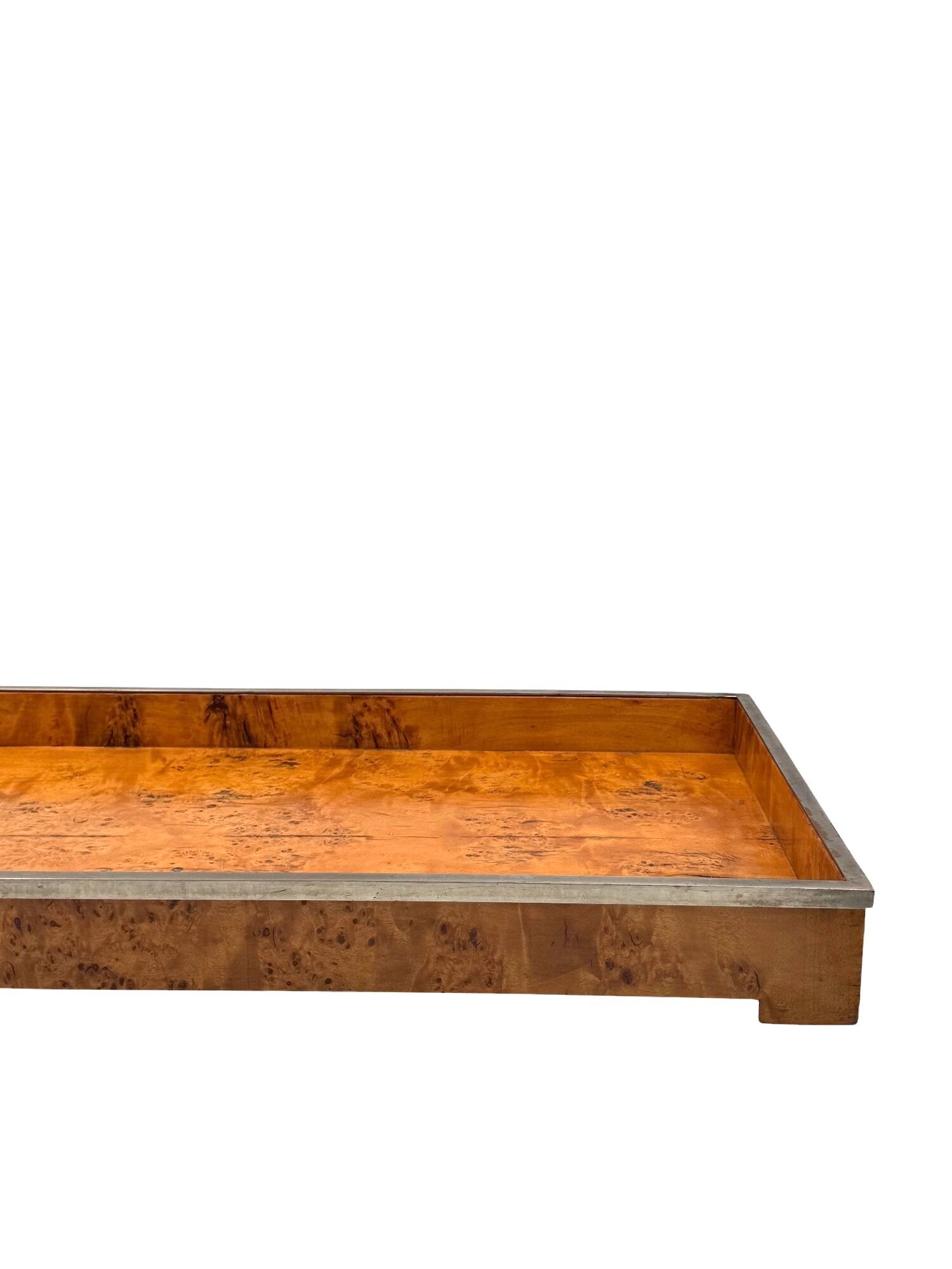 Grand plateau en bois et laiton de style Hollywood Regency, Italie ...