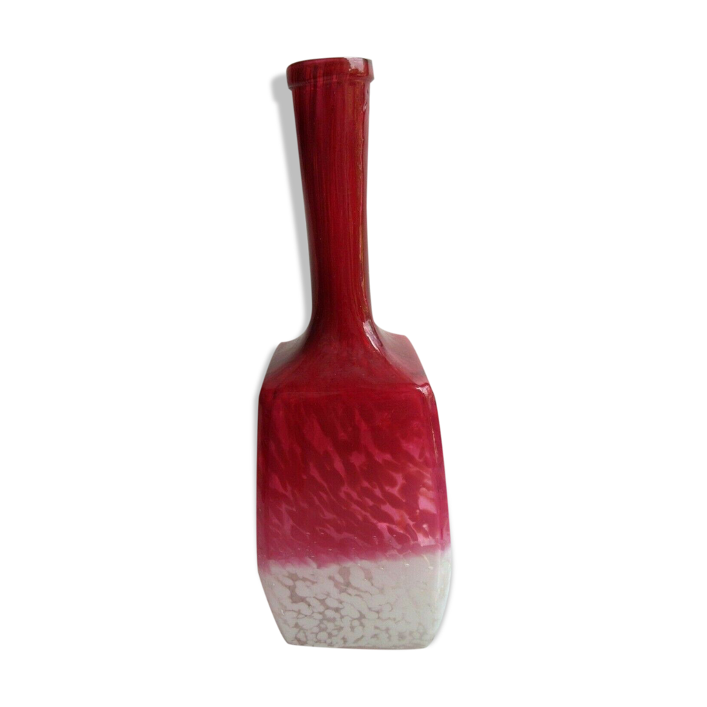 Carafe forme bouteille carrée à haut col Clichy rouge et blanc, LEGRAS ...