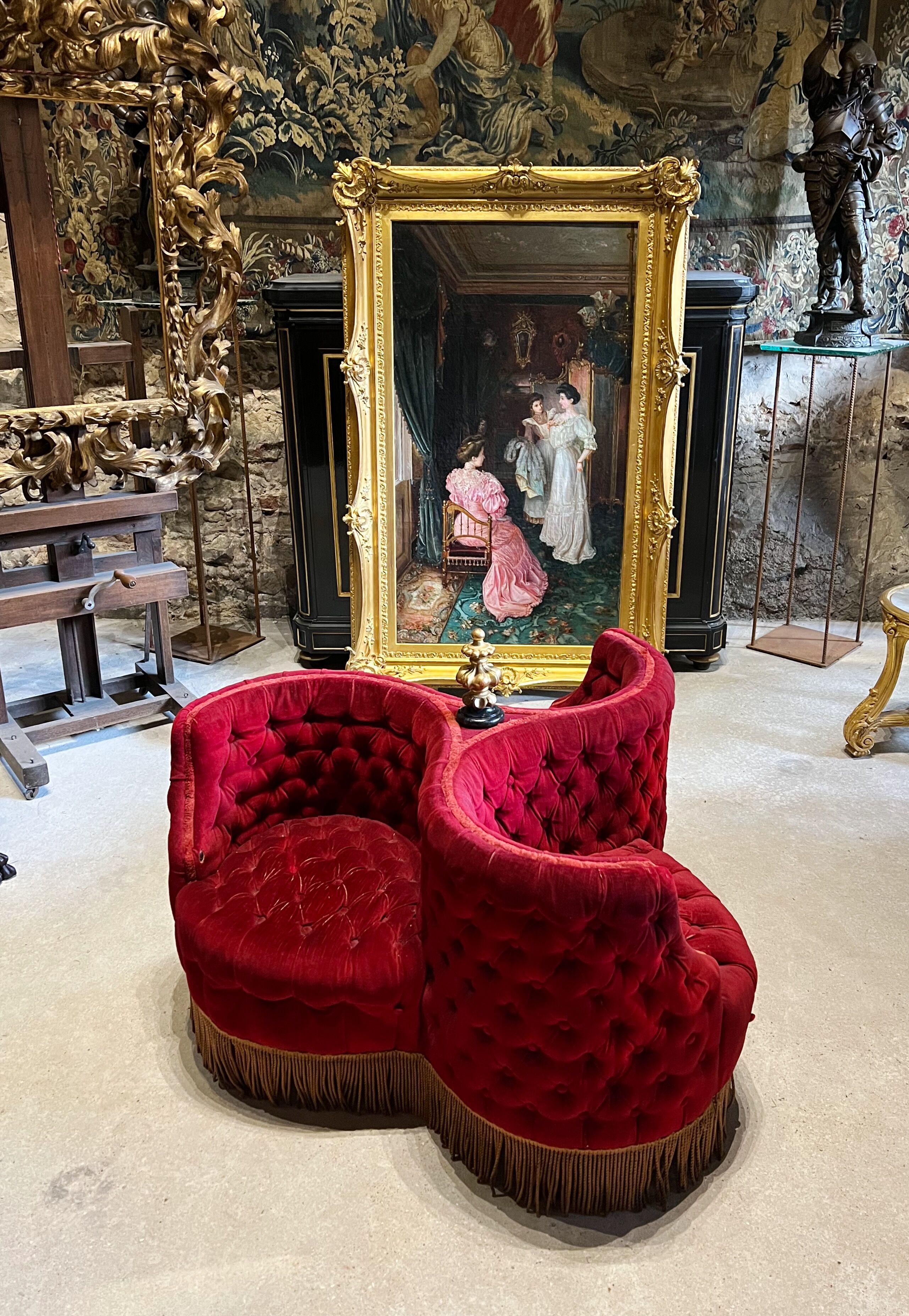 Indiscret en velour rouge et bois doré d’époque napoléon iii | Selency