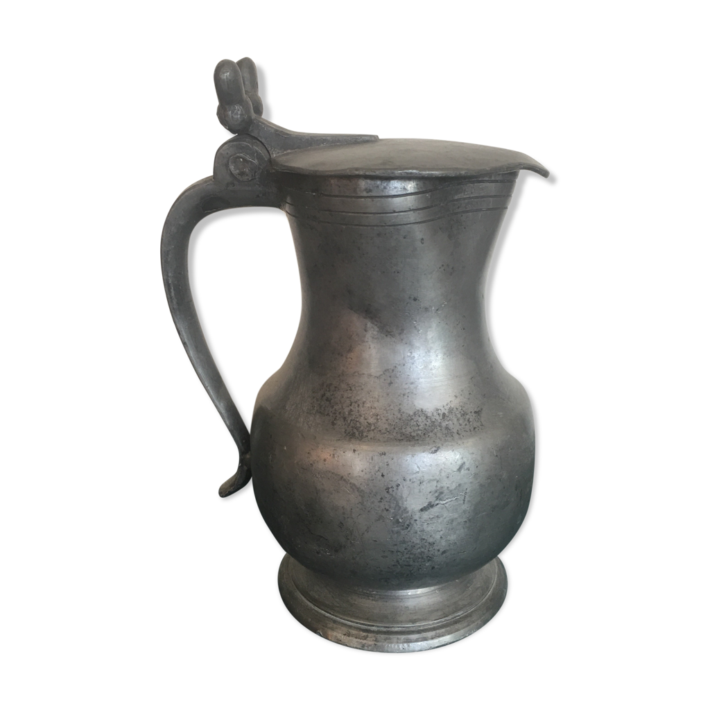 Pichet avec couvercle en étain | Selency