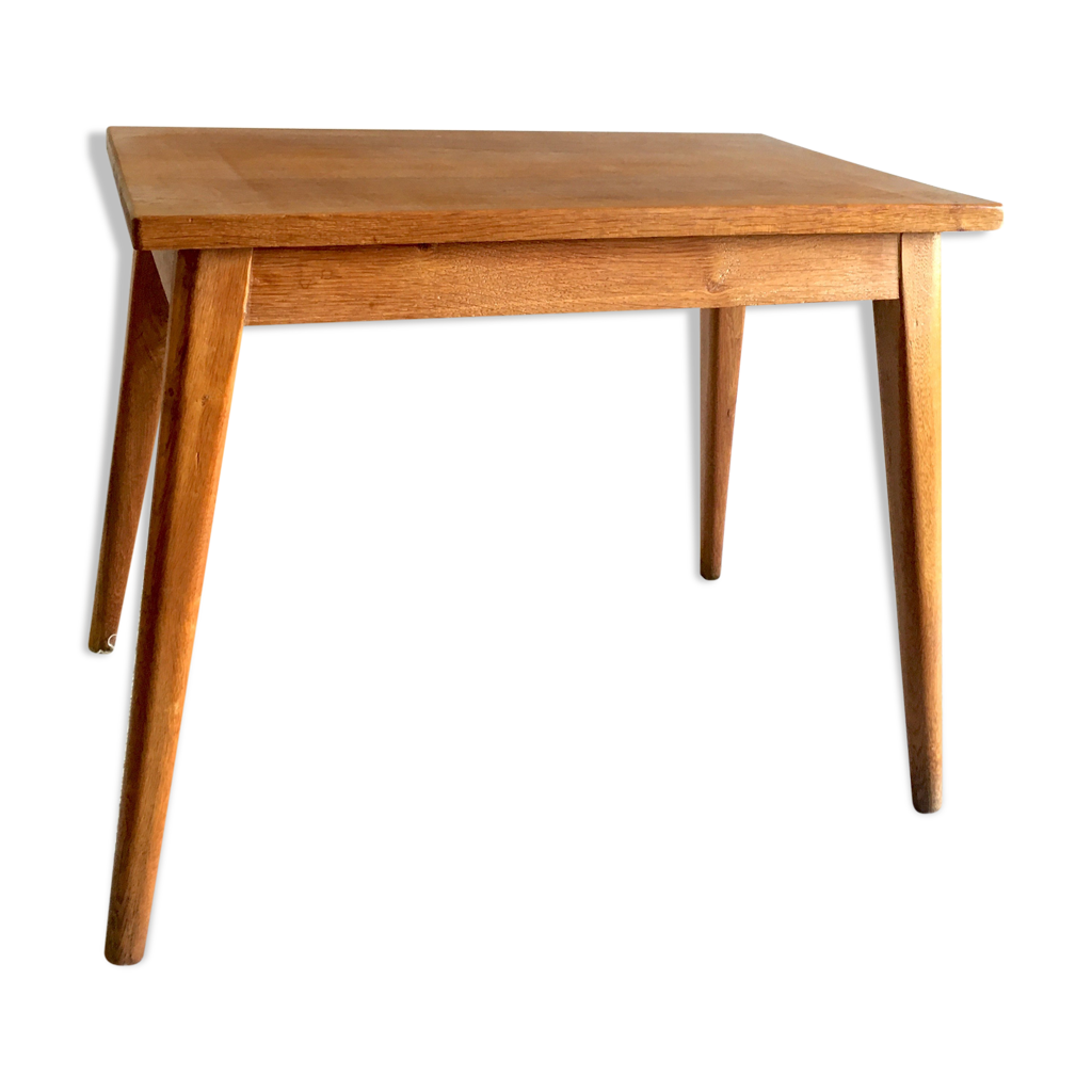 Table basse pieds compas en chêne années 50 | Selency