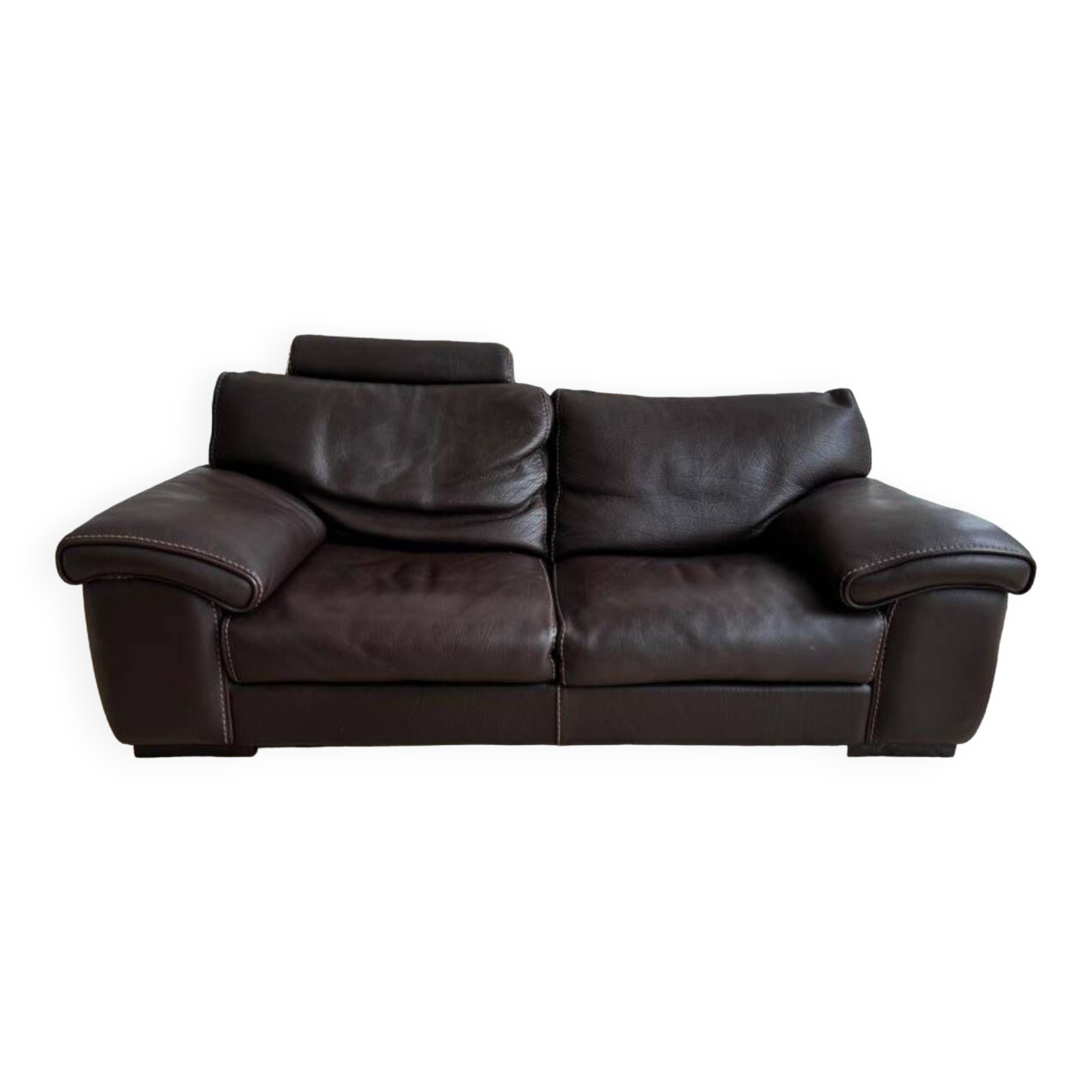 Canapé brun cuir grainé Roche Bobois | Selency