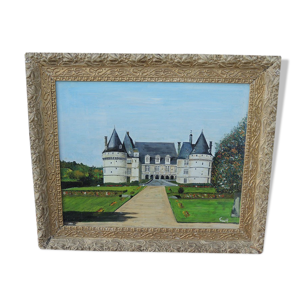 Ancien tableau signé et encadré : château de mesnières en bray | Selency