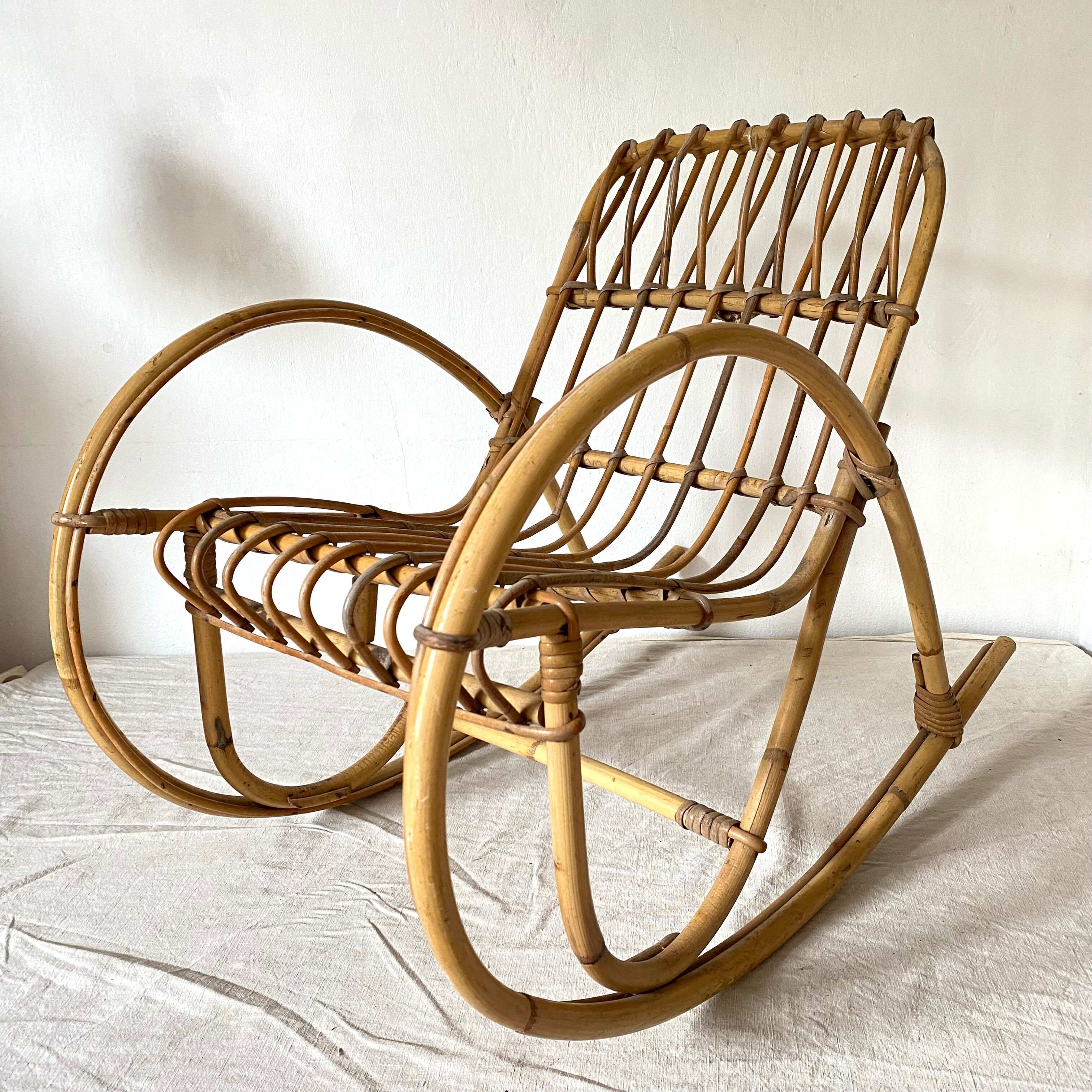 Fauteuil Rocking chair en rotin pour enfant | Selency