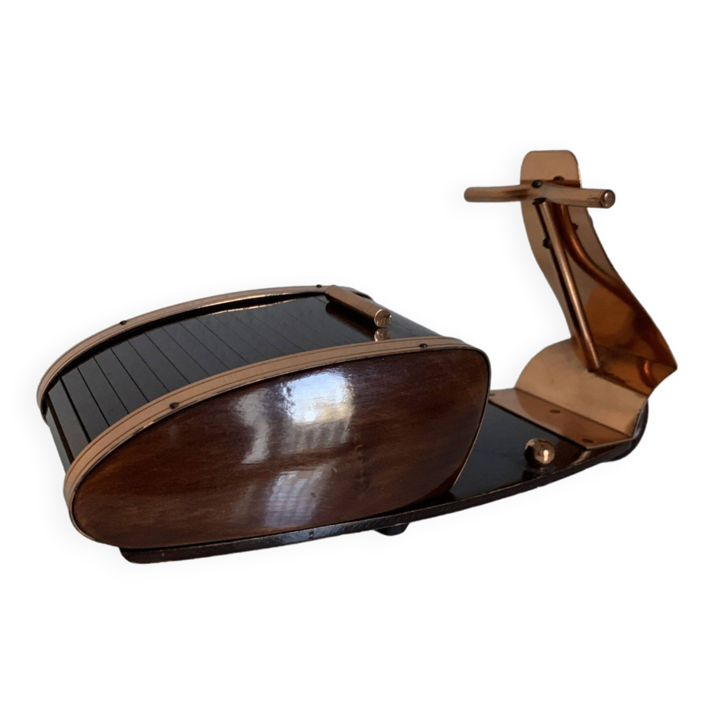 Porte-cigarettes vintage 1960 Vespa scooter bois cuivre - 23 x 12 cm ...