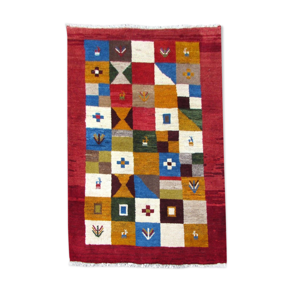Tapis Persan Gabbeh fait main 102cm x 146cm 1970 | Selency