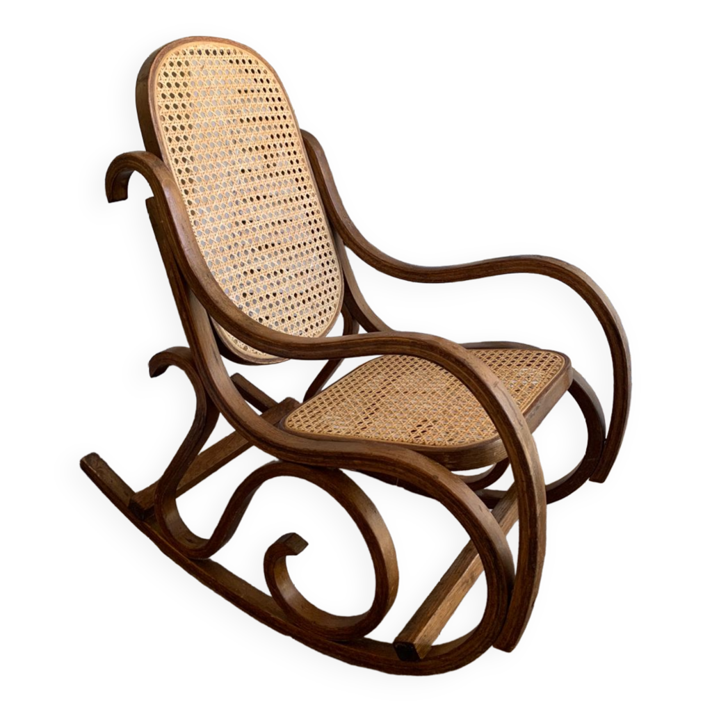 Rocking-chair enfant bois et cannage | Selency