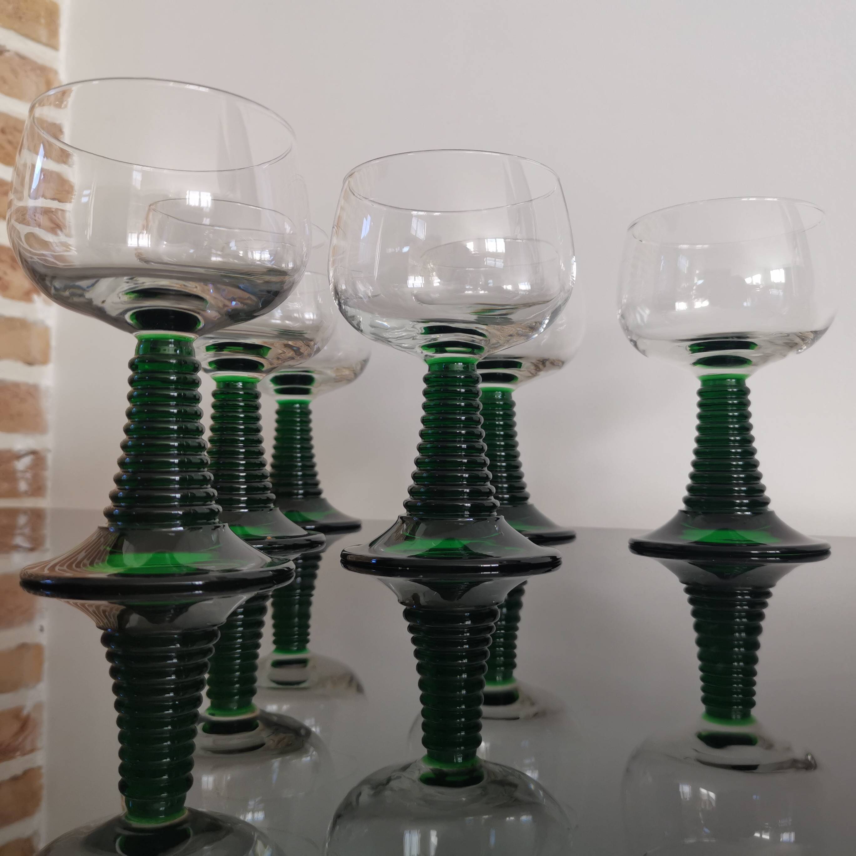 6 grands verres style Roemer pied torsadé vert Luminarc | Selency