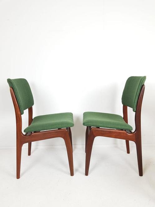 Set de 6 chaises vintage tissu teck vert | Selency