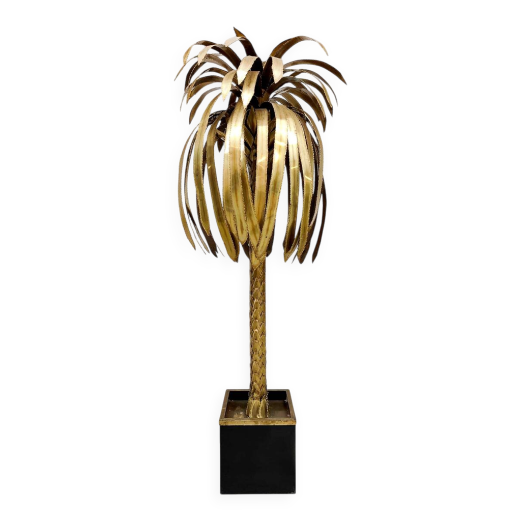 Lampadaire palmier vintage en laiton Maison Jansen | Selency