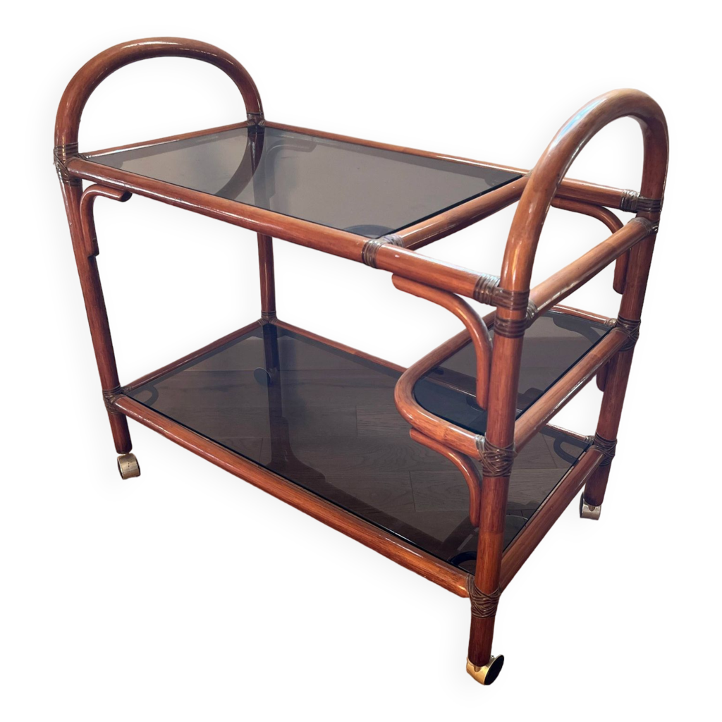 Desserte bar table roulante en bambou | Selency