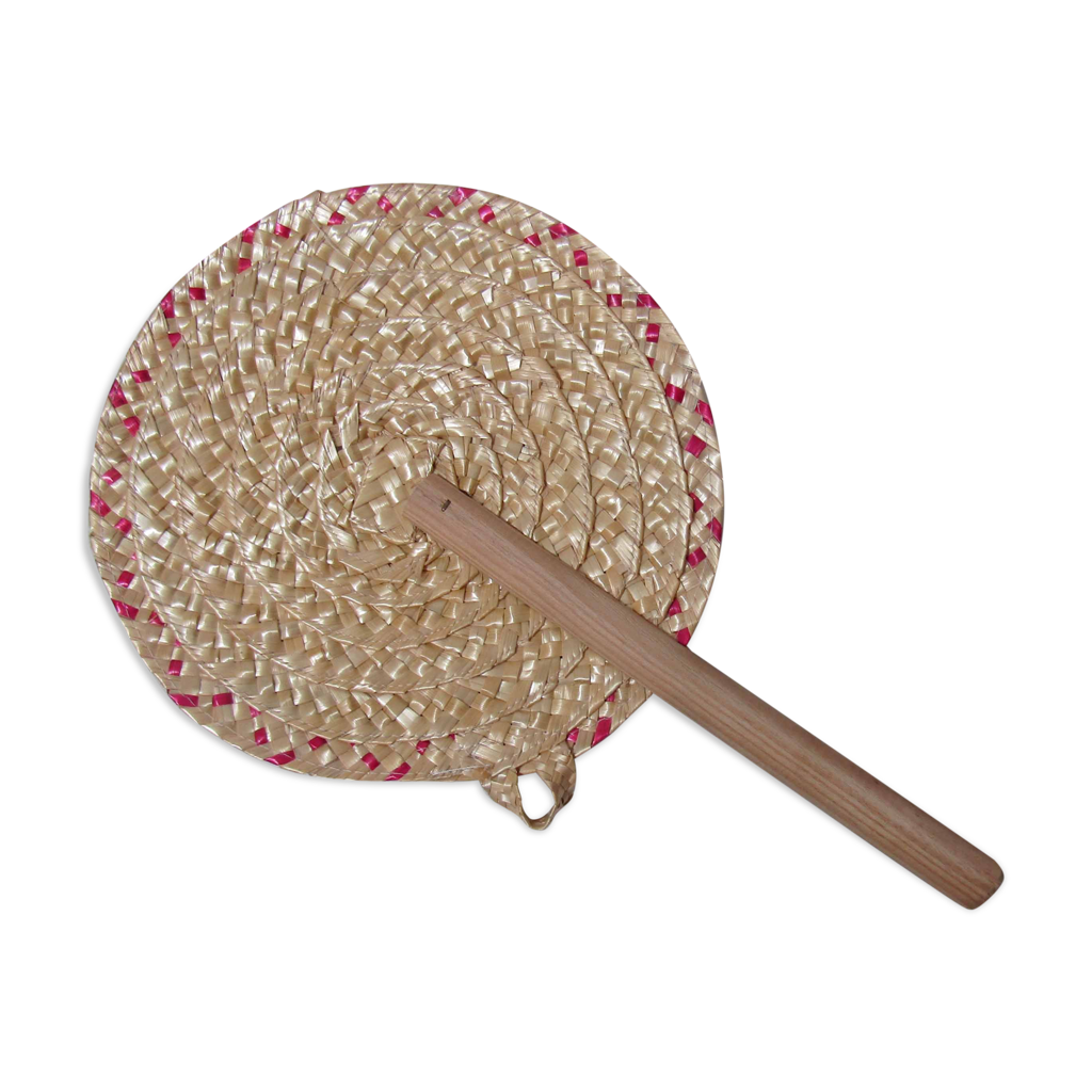 Éventail rond en rotin vintage | Selency