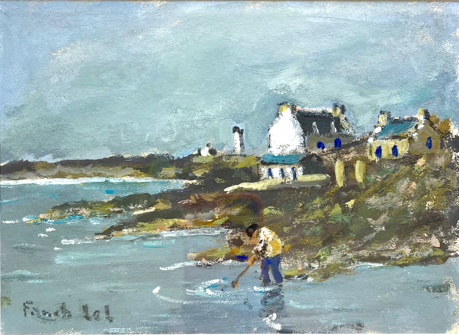 Pointe de Pen Lan, acrylique sur carton signée Fanch Lel | Selency