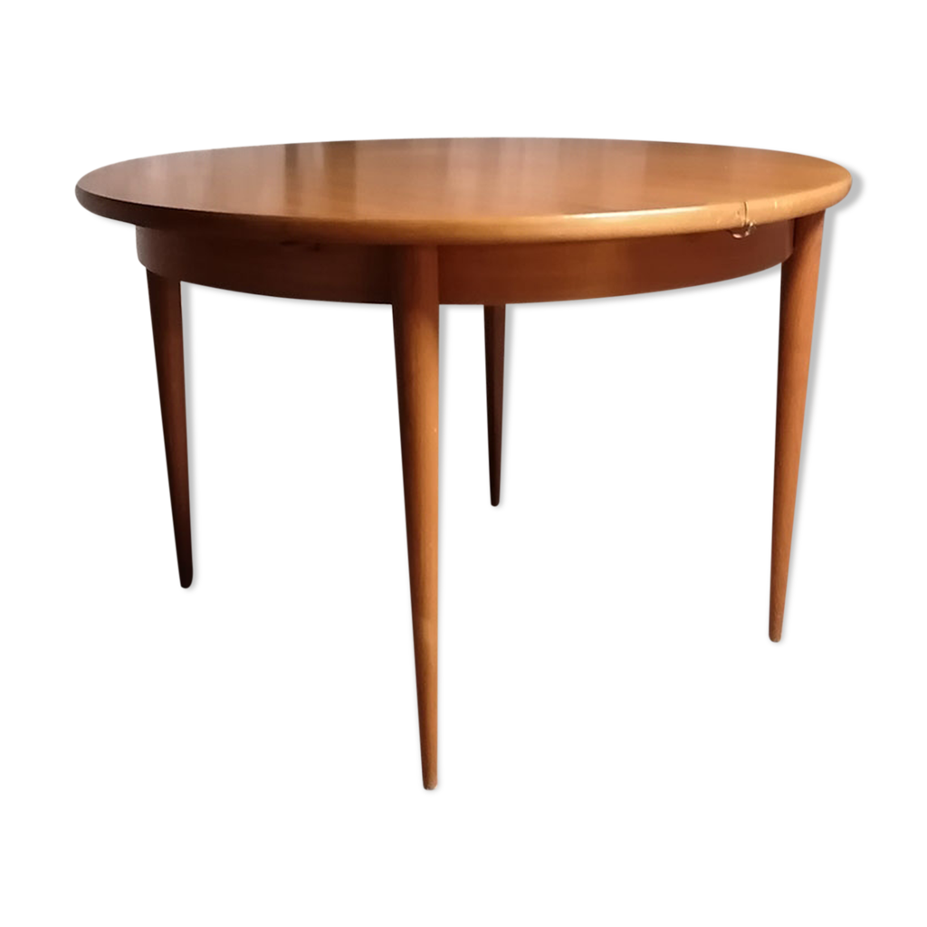 Table ronde teck rallonges papillon 1960 | Selency