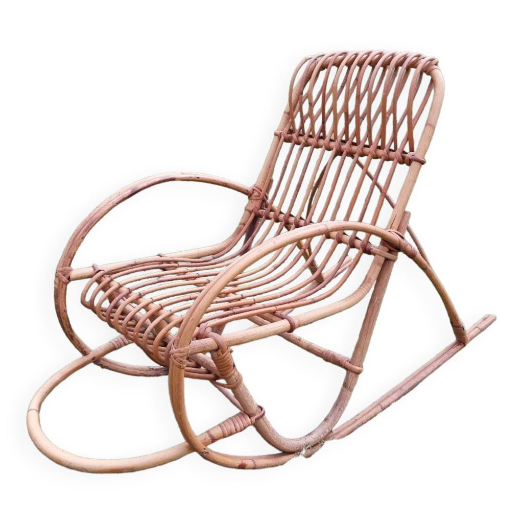 Fauteuil rocking chair enfant en rotin | Selency