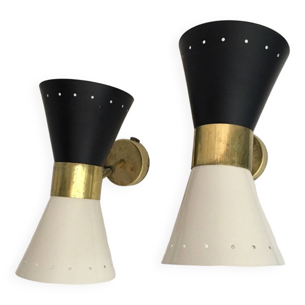 Pair of Italian diabolo design wall lights from the 1950s | Selency