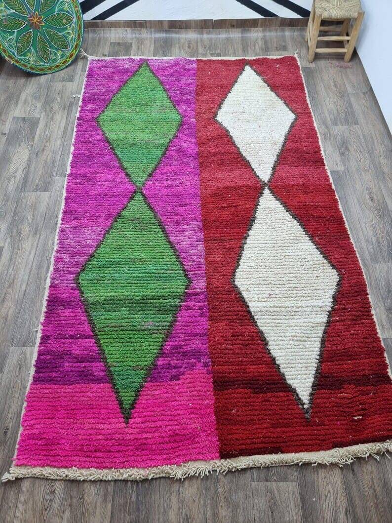 Tapis en laine pure fait main taille 150 x 250 cm | Selency
