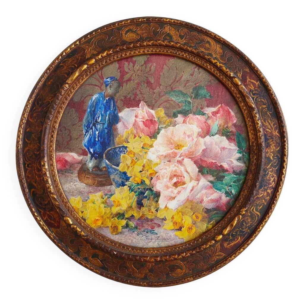 Nature morte aux fleurs et objets chinois, Eugénie Faux-Froidure (1886 ...