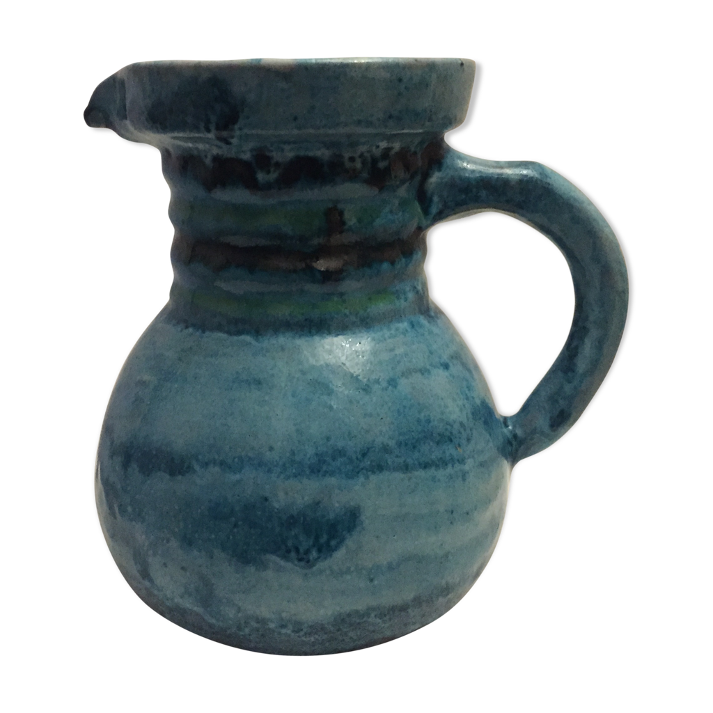 Pichet ancien en céramique bleu | Selency
