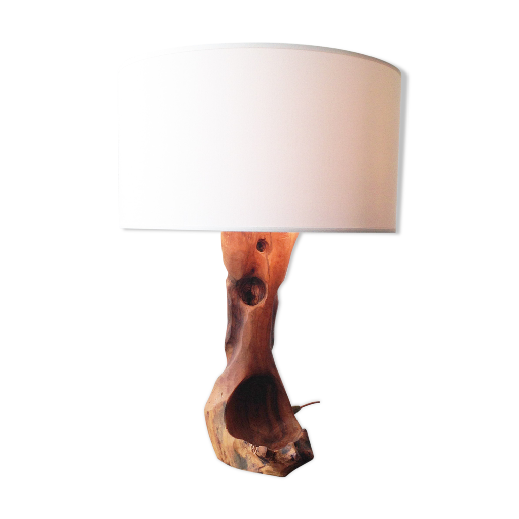 Lampe sculpture en bois France 1960 | Selency