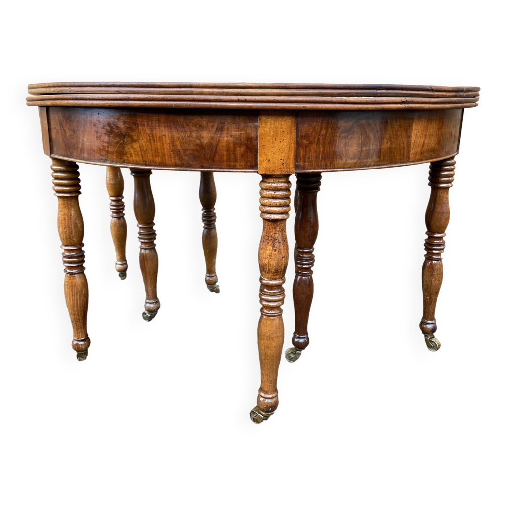 Table demi lune extensible 4 mètres salle à manger Louis Philippe | Selency