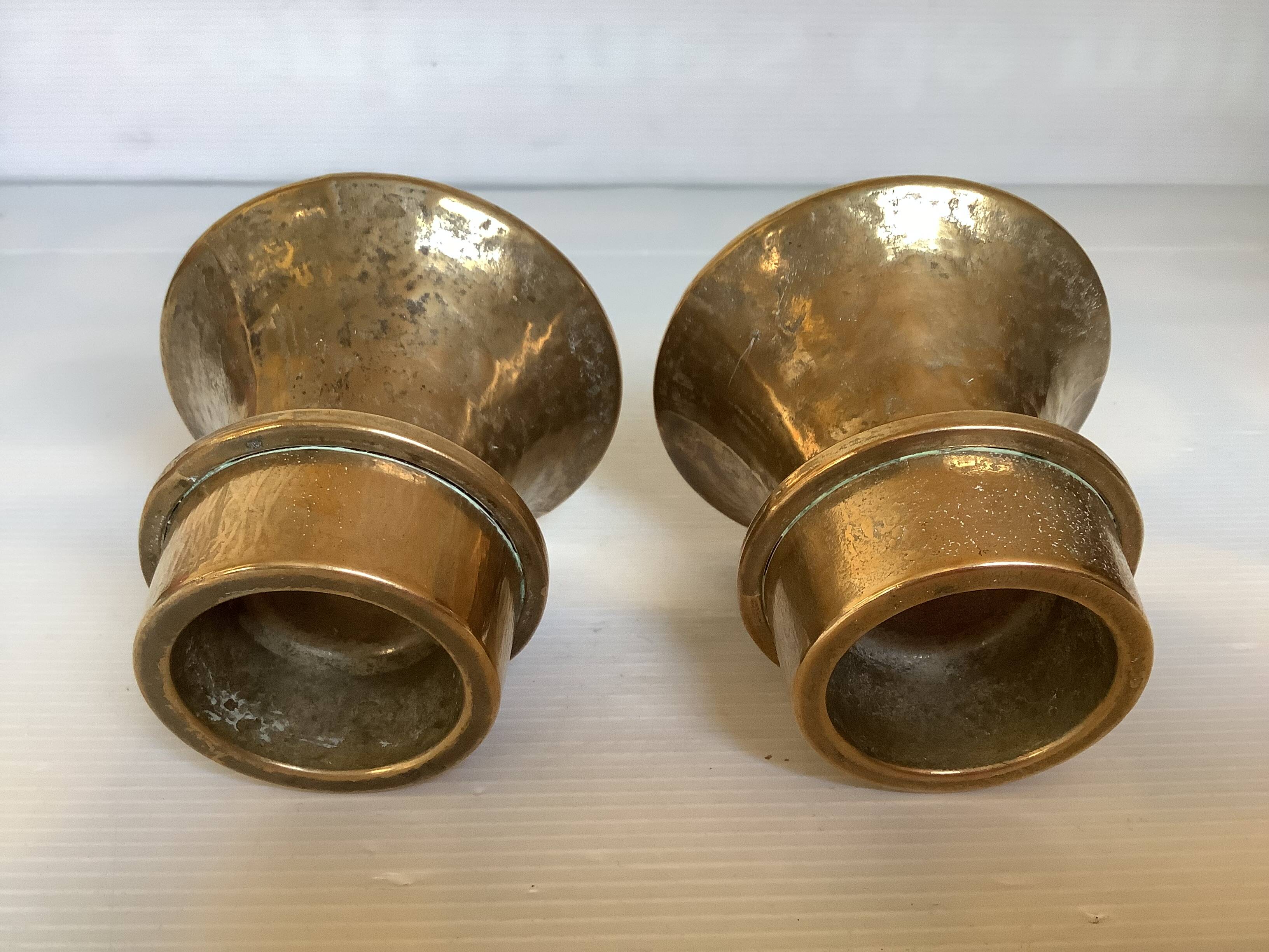 Paire de bougeoirs bronze pied tulipe | Selency