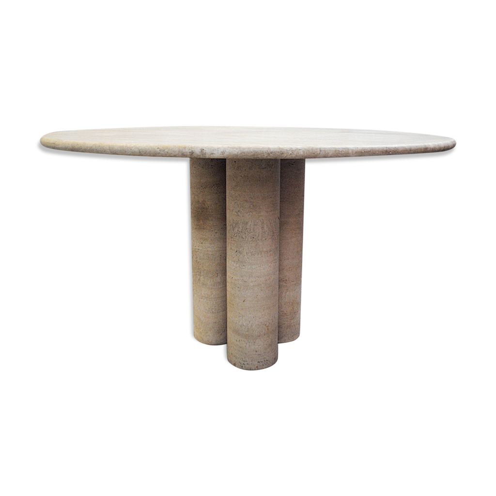 Table de salle à manger en travertin colonnato par Mario Bellini pour Cassina 1970s | Selency