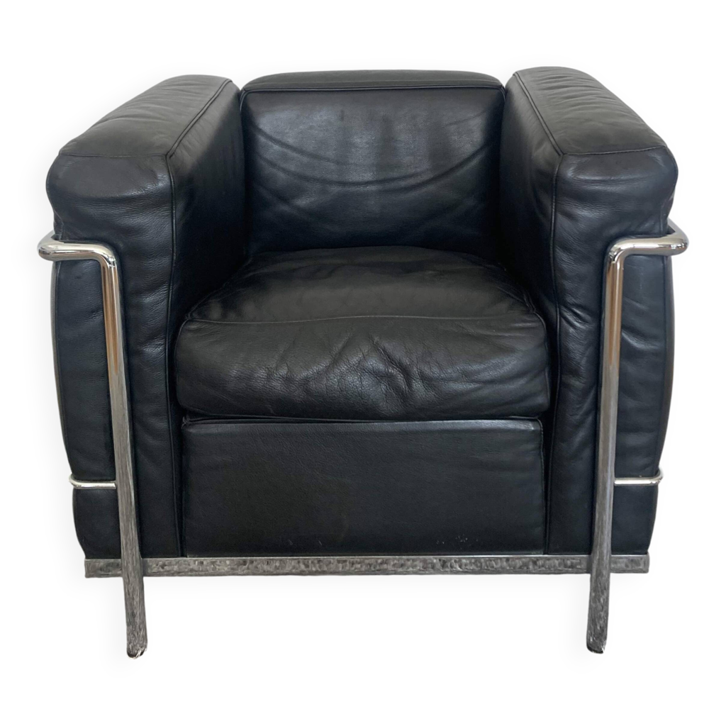 Fauteuil lc2 lecorbusier en cuir noir | Selency