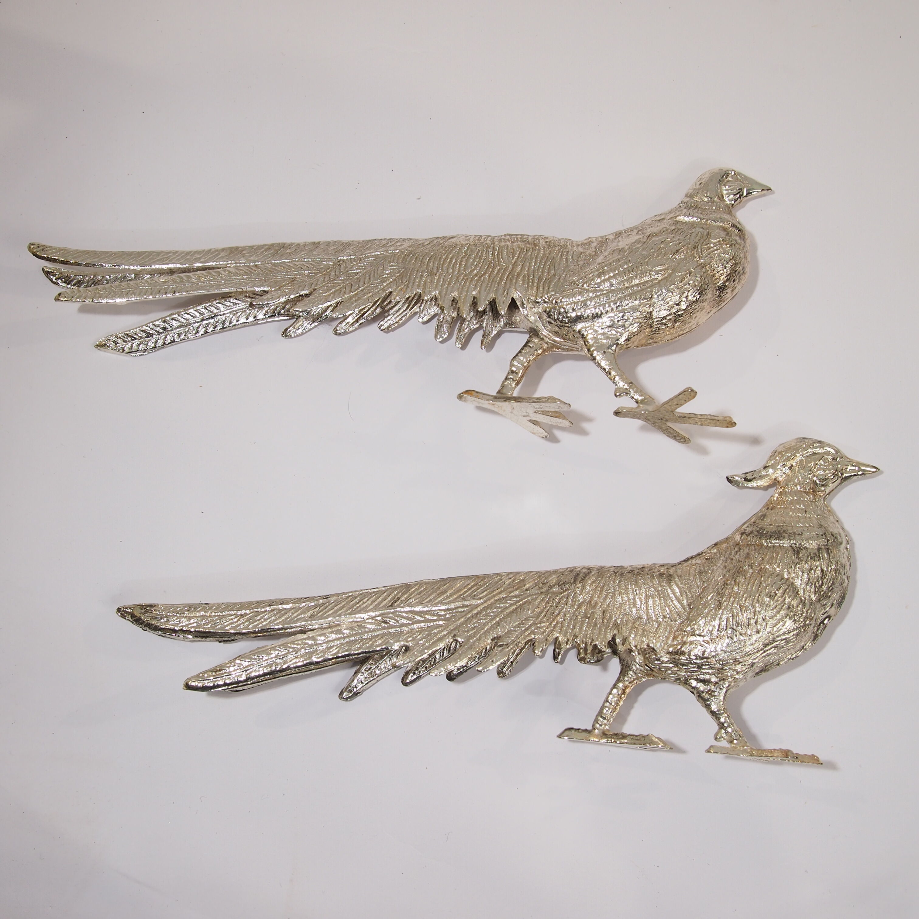 Couple faisan métal argenté vintage EM | Selency