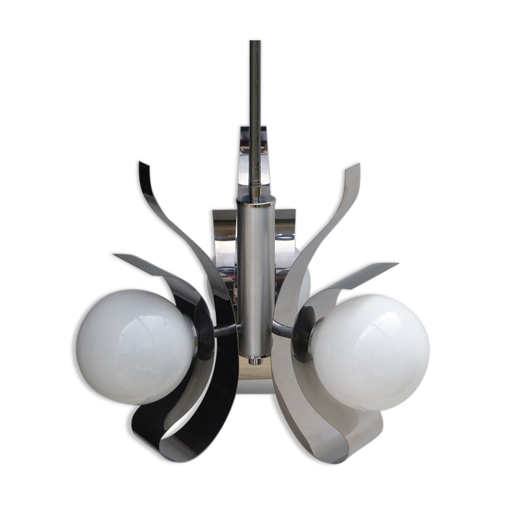 Lustre italien en métal chromé Tappital Snc Alessandria Italy | Selency