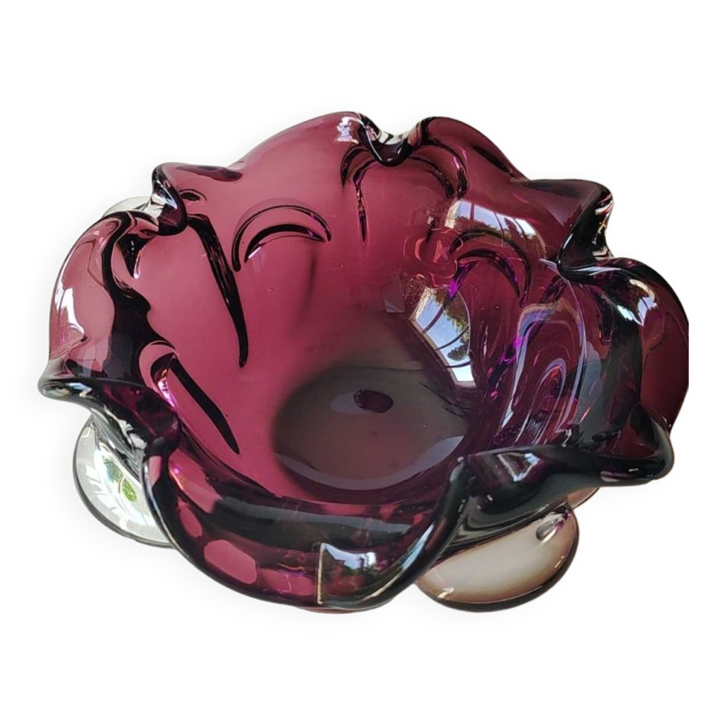 Vide poche forme corolle/floral, en verre d Art soufflé de Murano ...