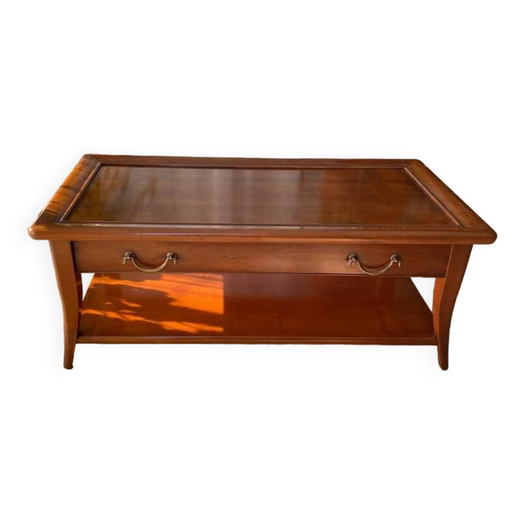 Table basse rectangulaire en acajou avec tiroir | Selency