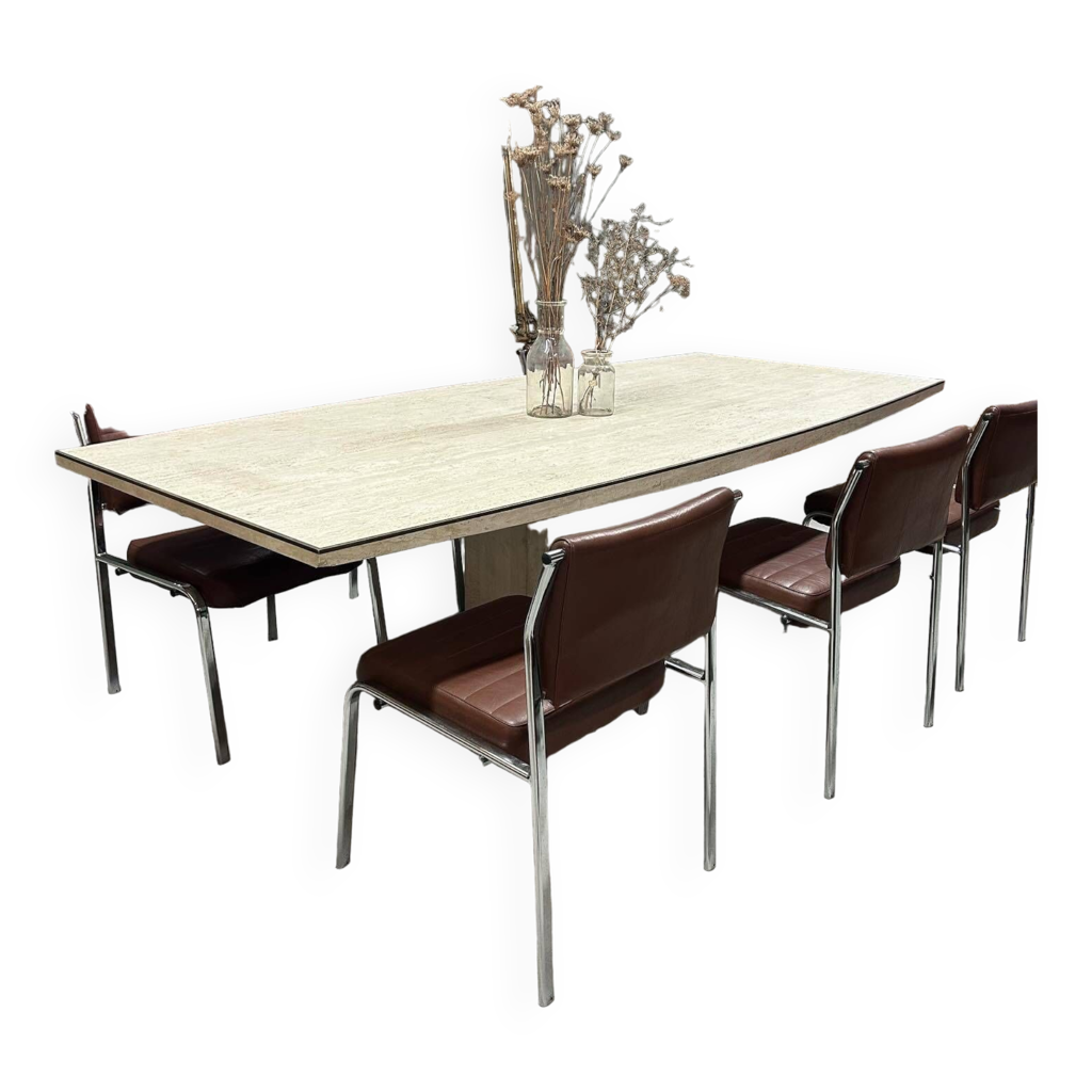 Table à manger en travertin style Jean Charles | Selency