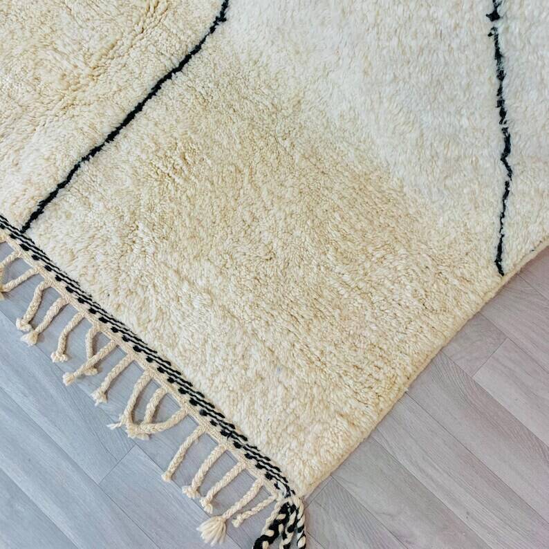 Tapis marocain noir et blanc, 150/250cm | Selency