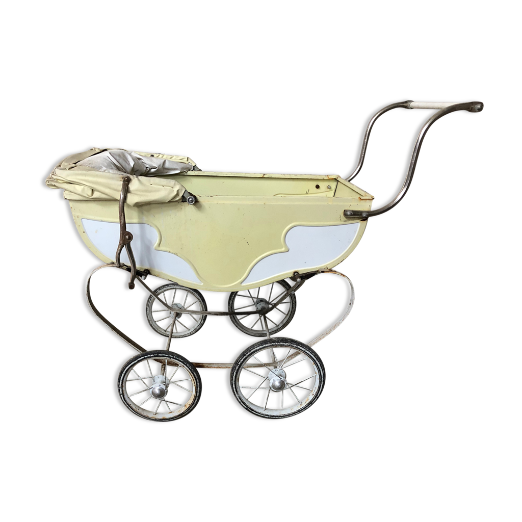 Stroller doll metal wheels hooded child's toy 50s vintage | Selency