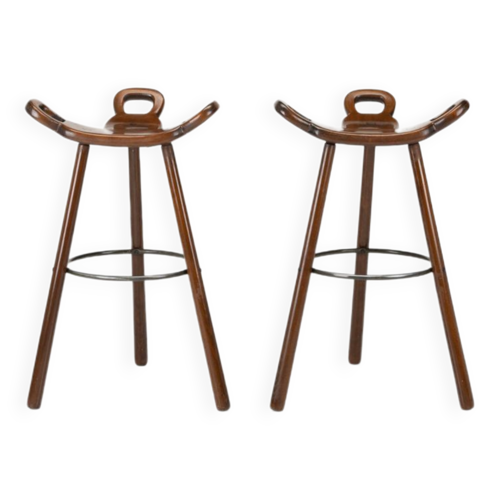Ensemble de 2 tabourets de bar espagnols 'Marbella' par Confonorm, Brutalist | Selency