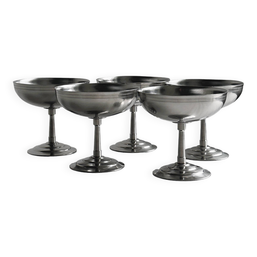5 coupelles sur pied en inox, fabrication française. | Selency