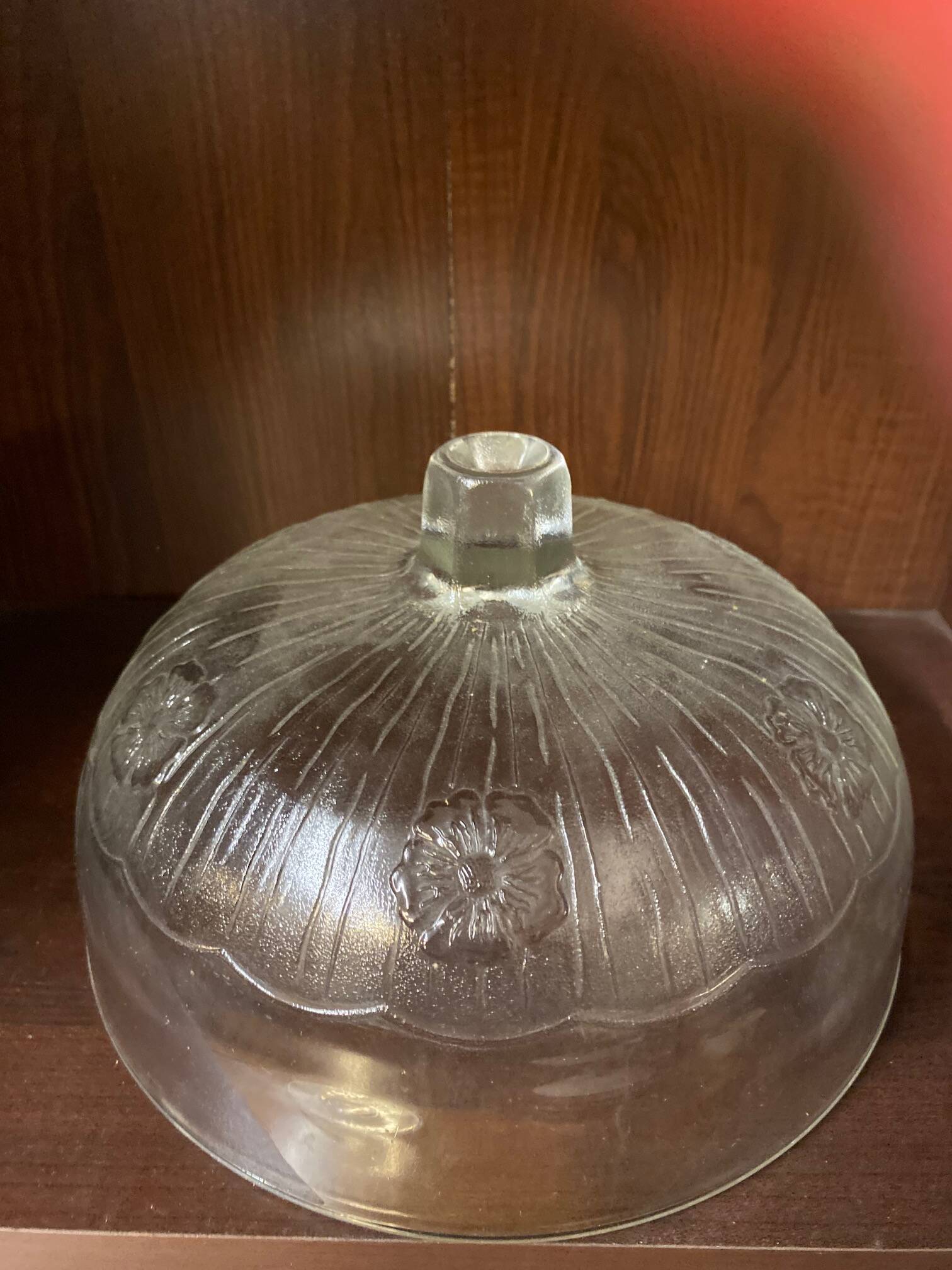 Cloche a fromage plat a gateau verre moule decor de fleurs en relief ...