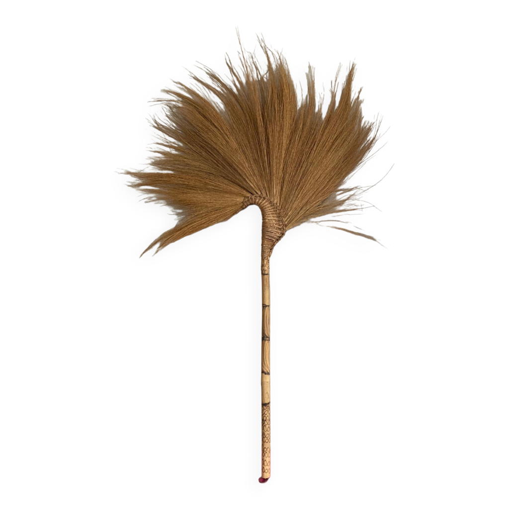 Éventail Africain en paille et rotin entièrement fait mains années 1970 ...