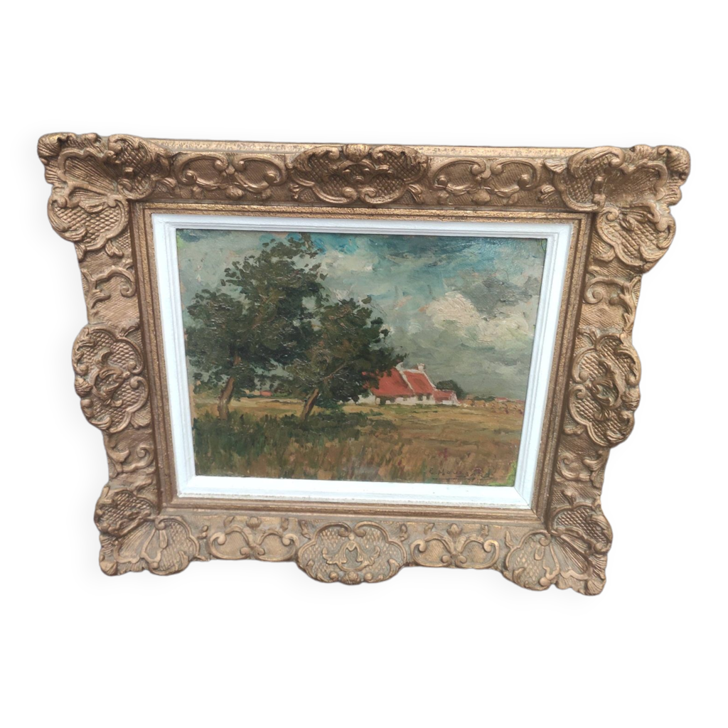 Ancien tableau huile sur toile signé houssard authentification dos ...