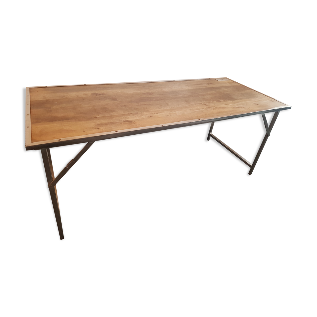 Table pliante plateau bois armature métal | Selency