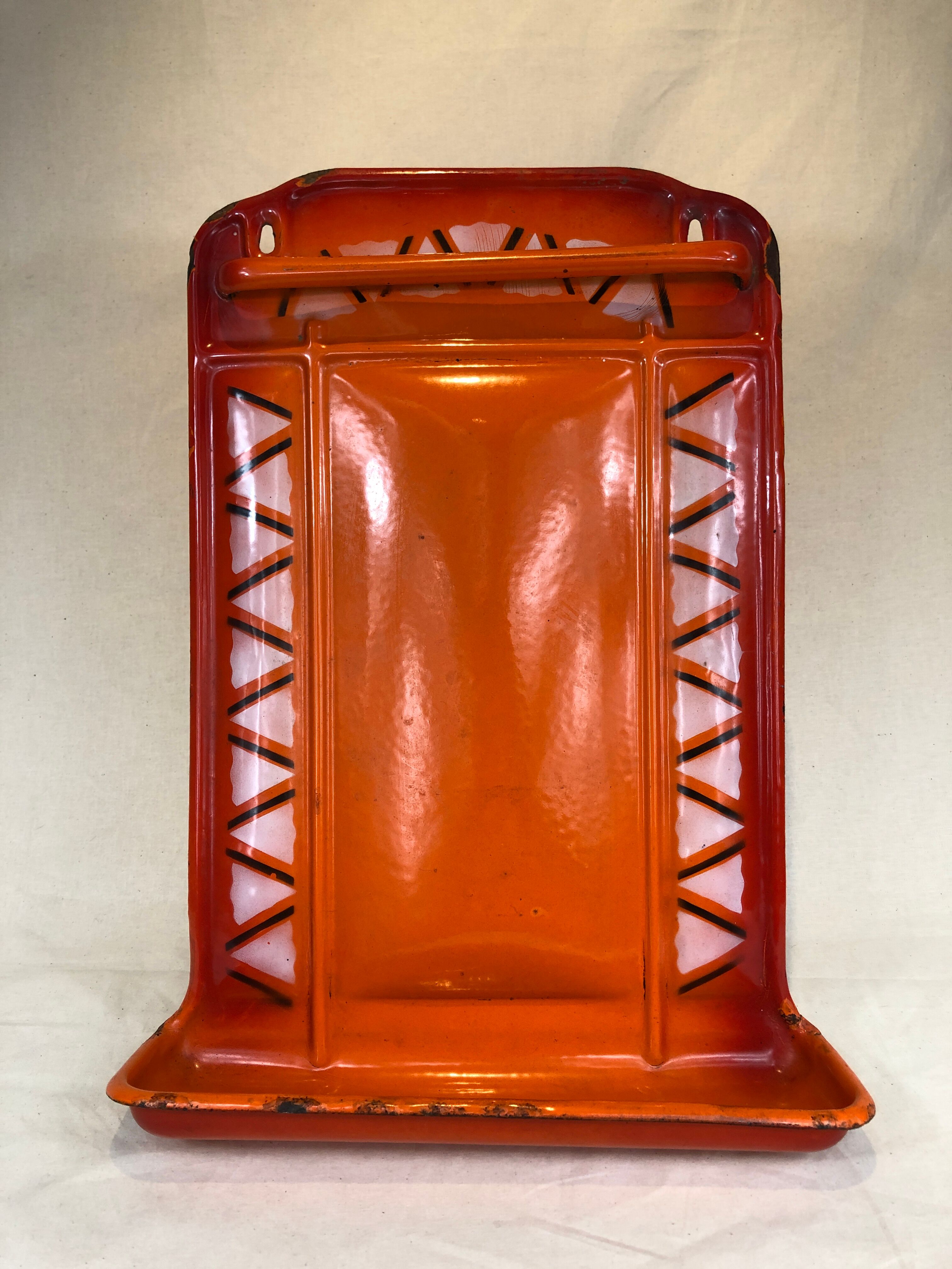 Porte louche en tôle émaillée orange vintage | Selency